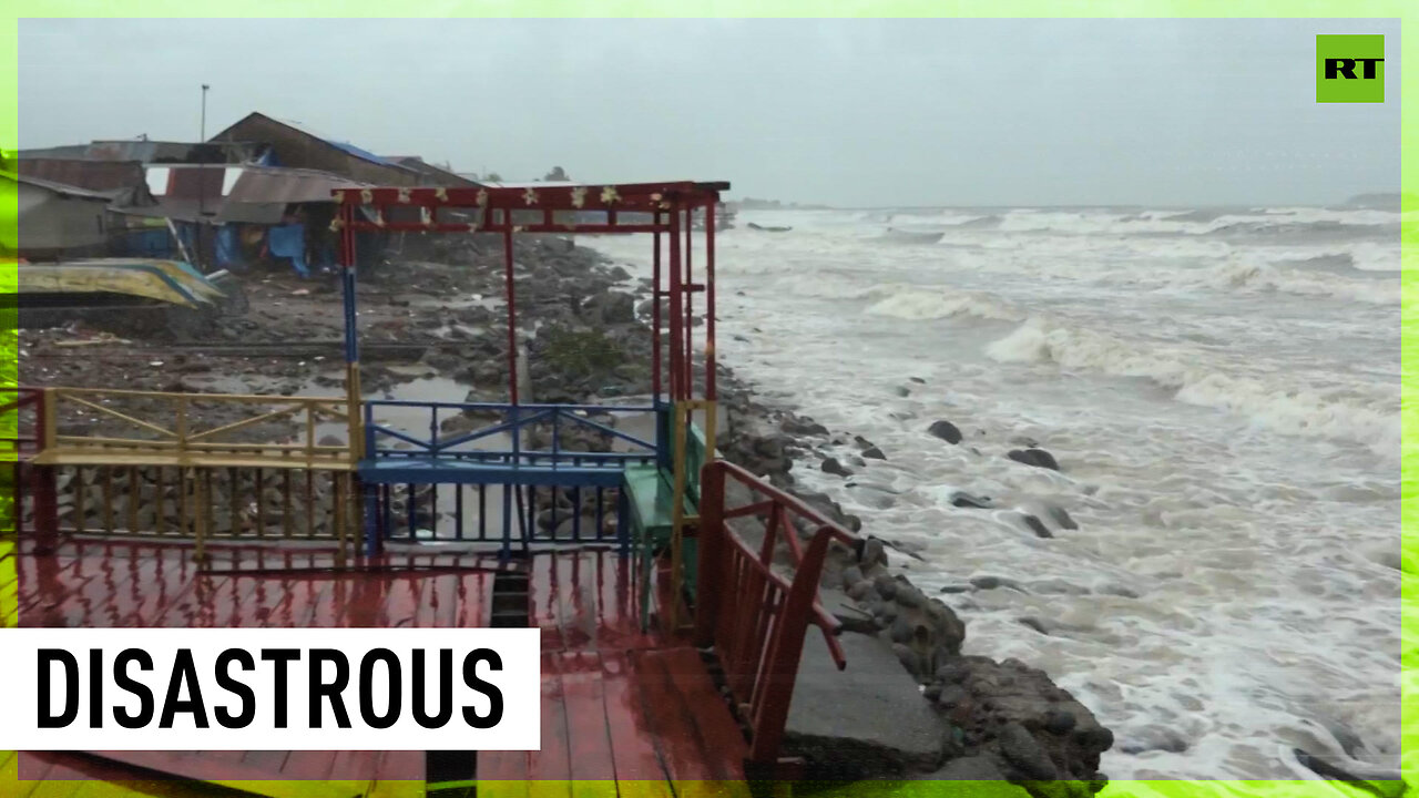 Houses destroyed by tidal waves in Central Sulawesi