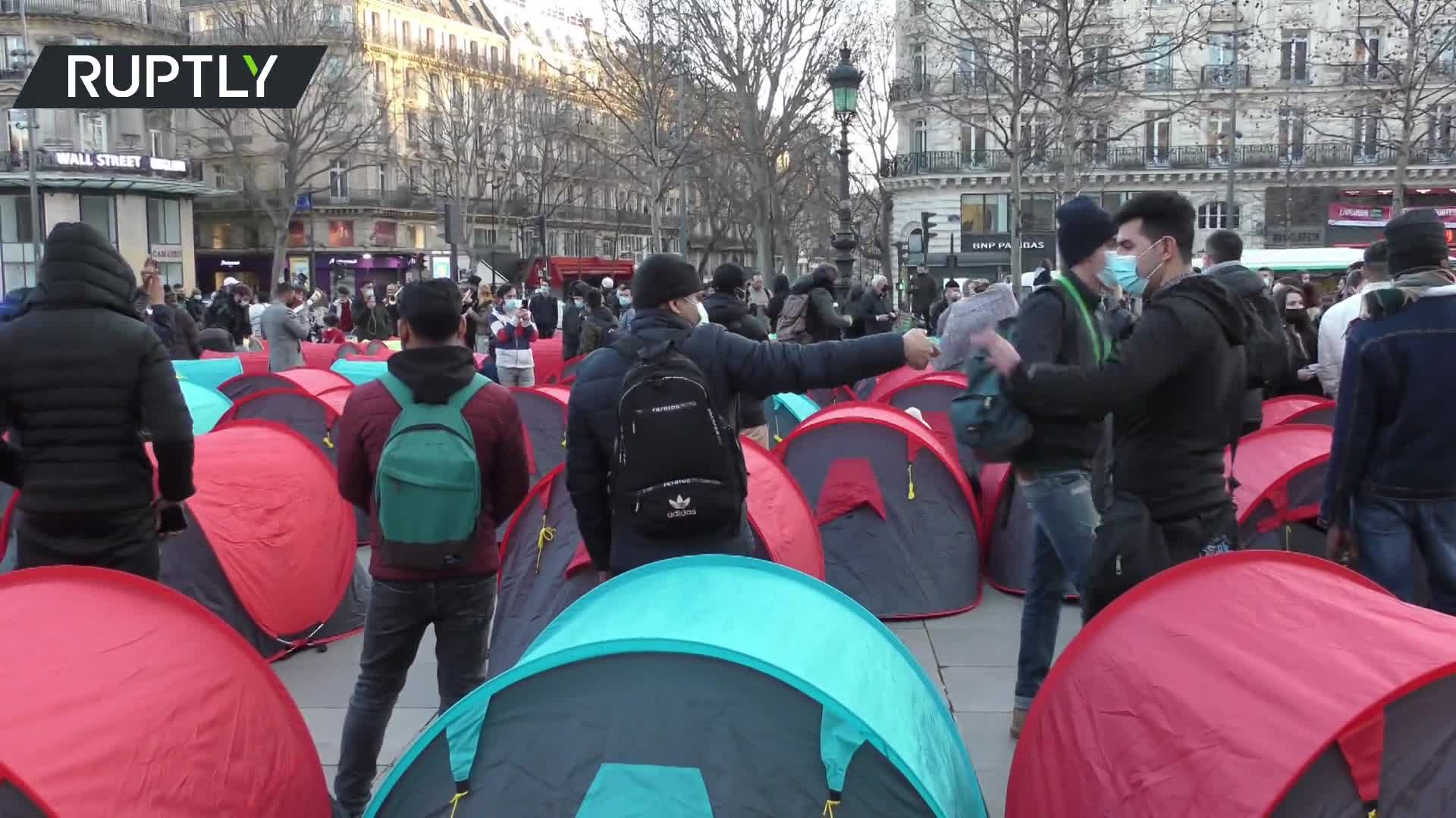 Hundreds of tents installed at iconic Paris square on 'night of ...